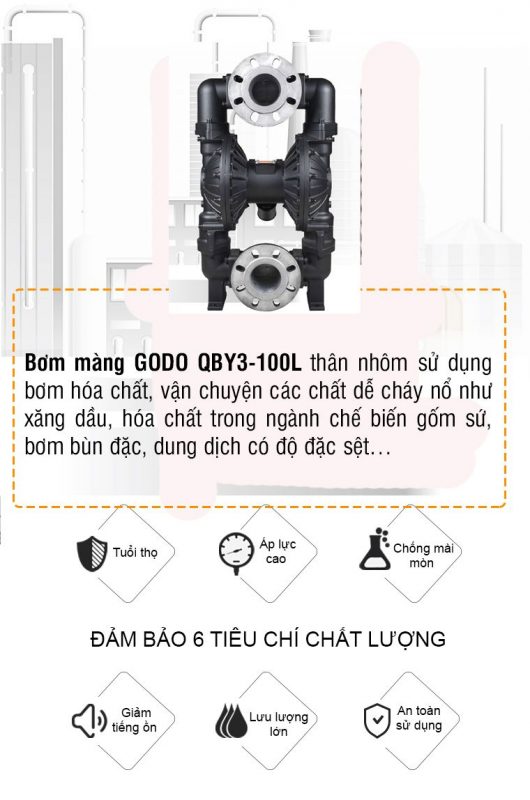 Bơm màng GODO QBY3-100L thân nhôm | Thiết Bị Việt Á